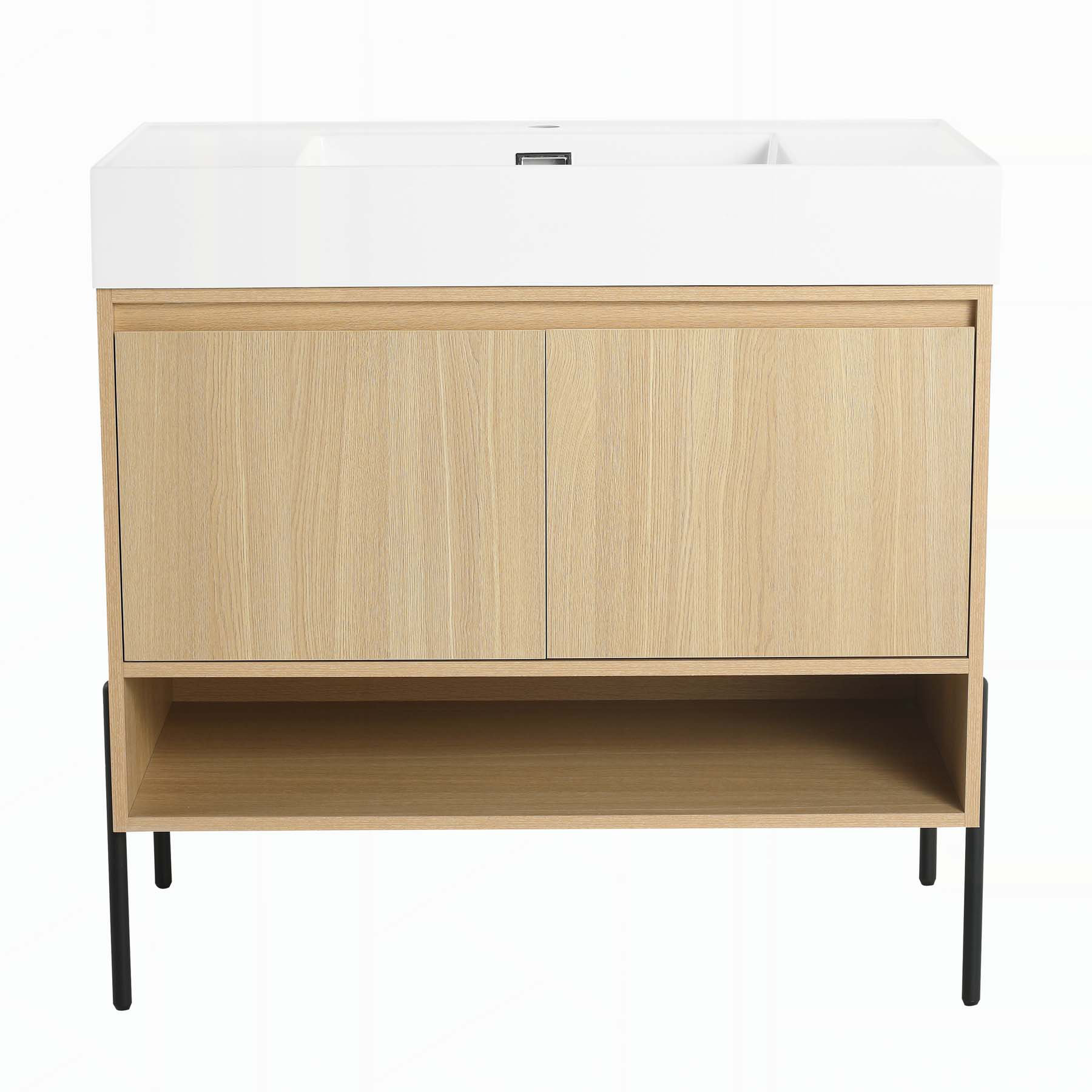 R&M Furniture Modern Bathroom Vanity Combo with Resin Sink and Sturdy ...