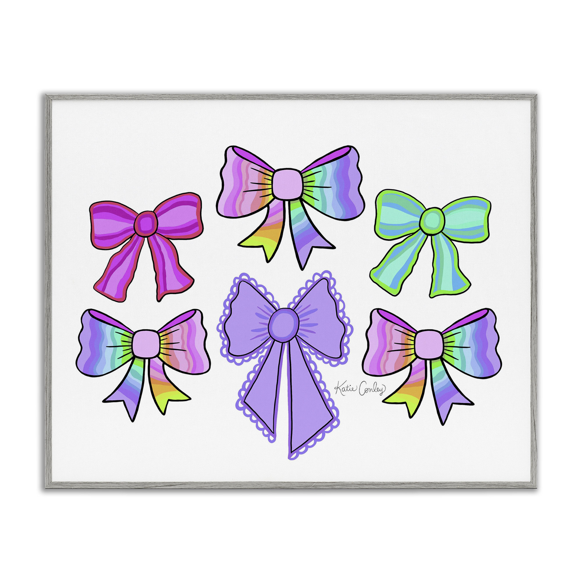 Dakota Fields Playful Bowtastic Ribbons Framed Giclee, design by Katie ...