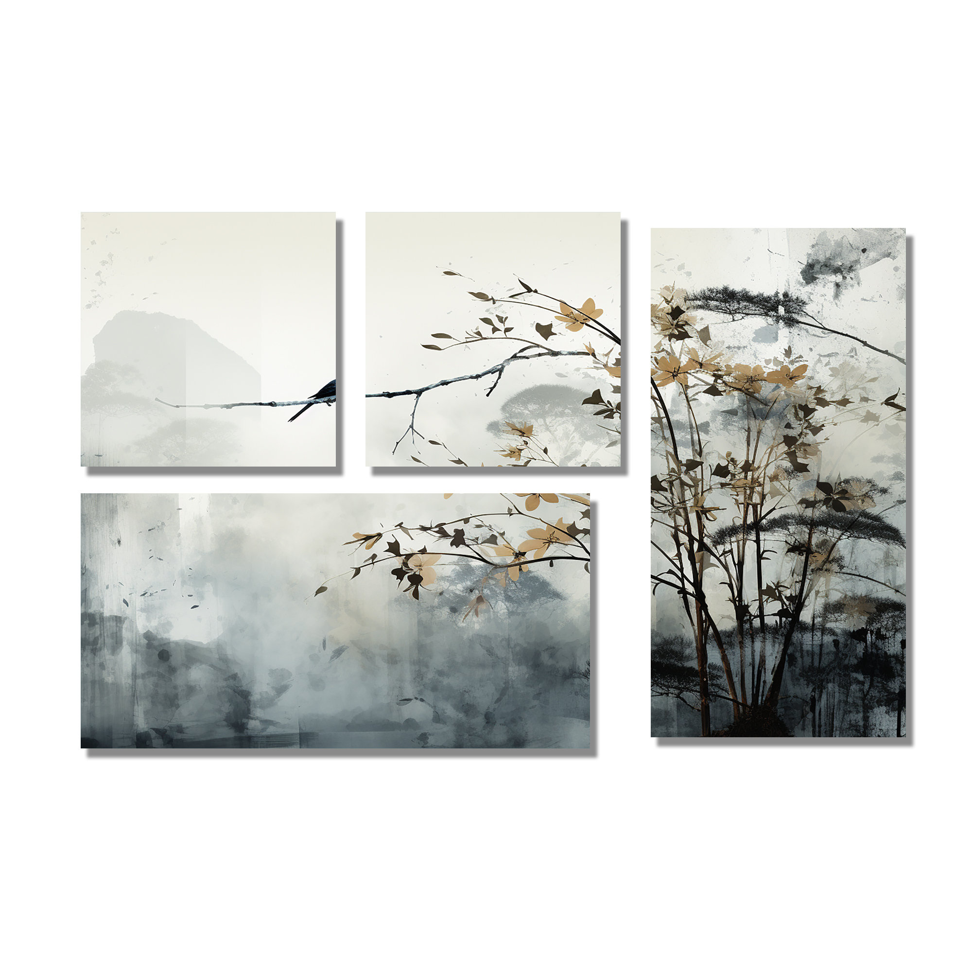 Lark Manor™ Asian Art Sumi Bird Serenity XVII - Large Asian Art Canvas ...