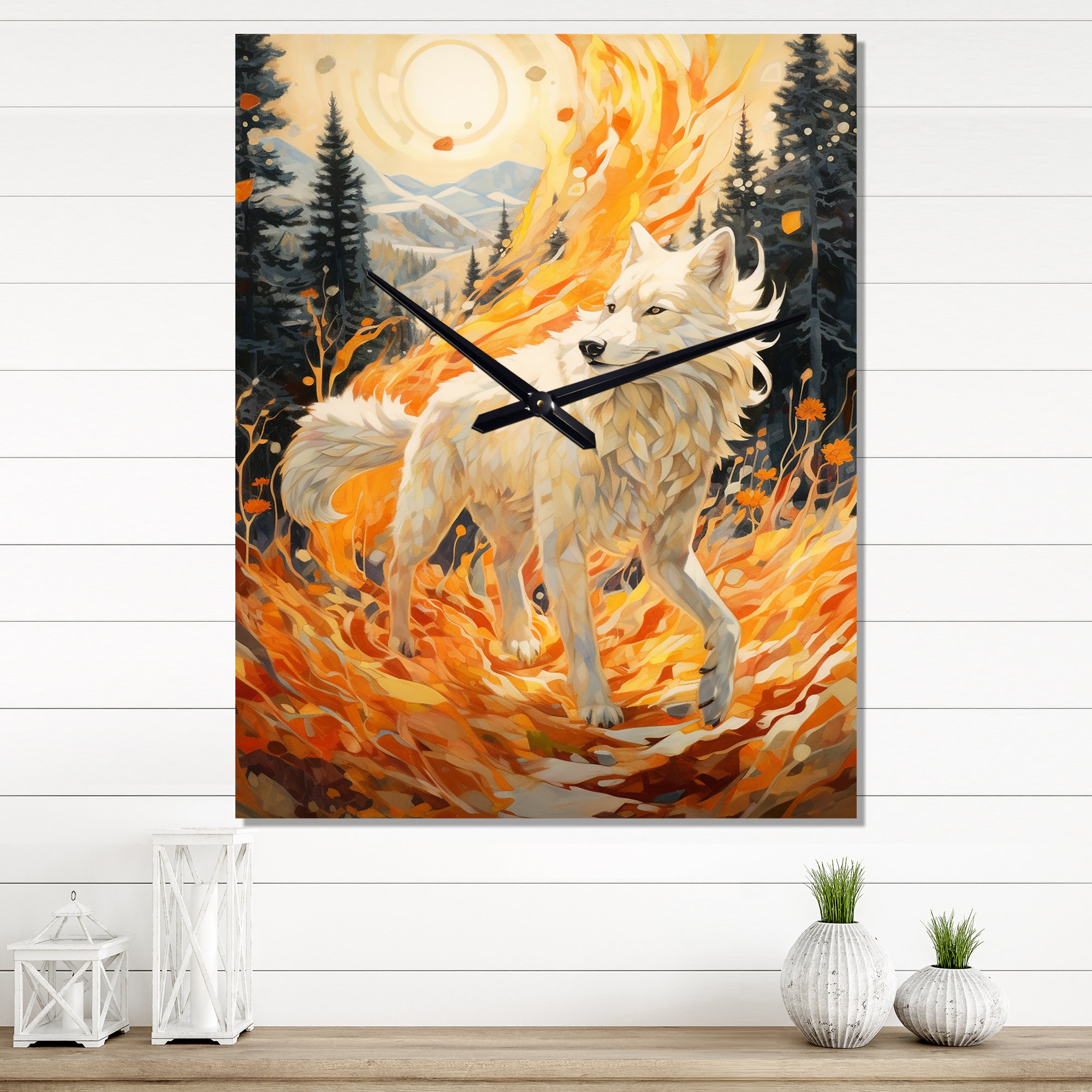 East Urban Home Demetriona - Animals Wolf Wall Clock Oversized | Wayfair