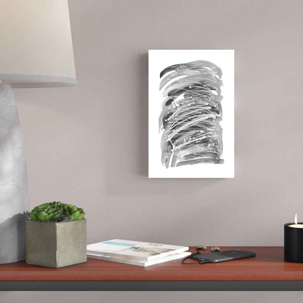 Wrought Studio™ Abstract Scribbles and Watercolor Gray - Wrapped Canvas ...