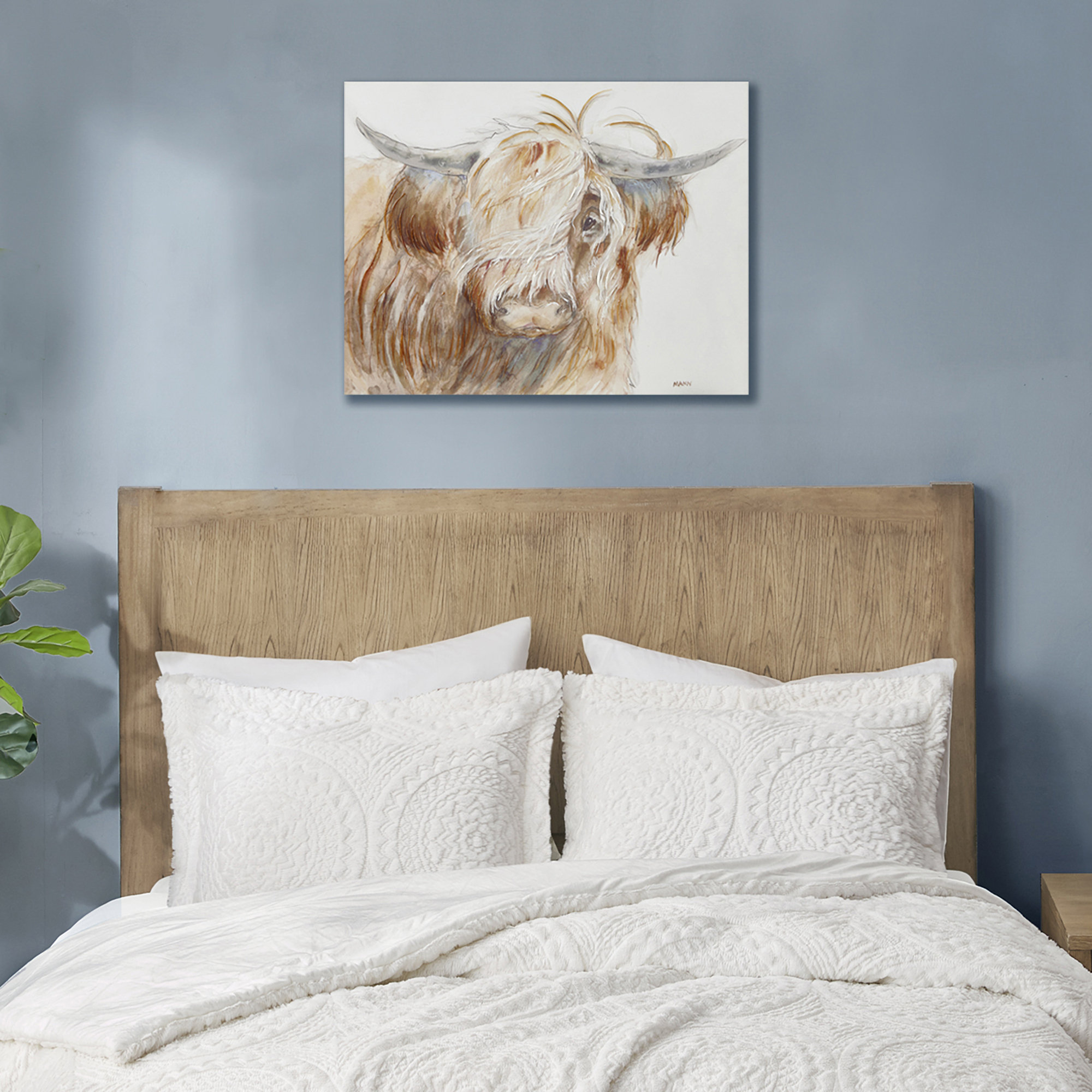 Union Rustic Windswept Hand Embellished Highland Bull Canvas Wall Art ...