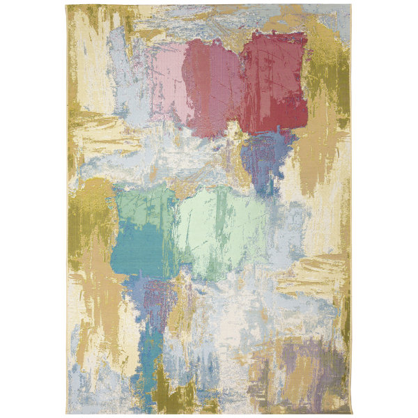 Lark Manor Akera Watercolor Indoor/Outdoor Rug Pastel | Wayfair