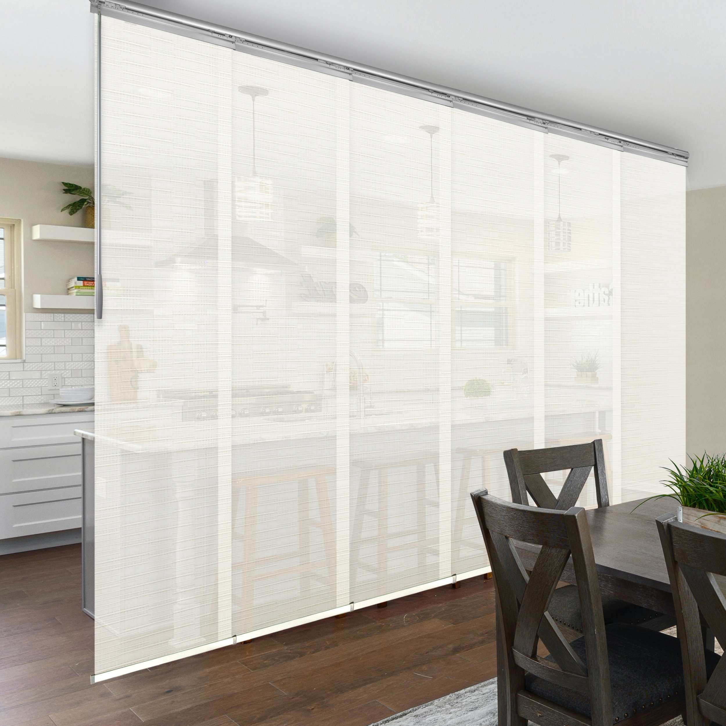 Rod Desyne Cream Filigree 6-Panel Single Rail White Panel Track ...