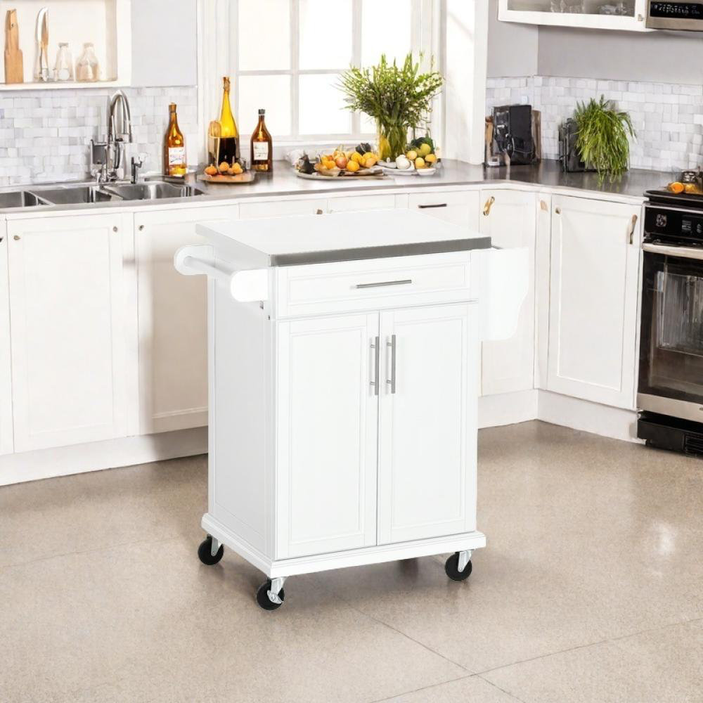 Latitude Run® Kitchen Island with Stainless Steel Countertop - Wayfair ...
