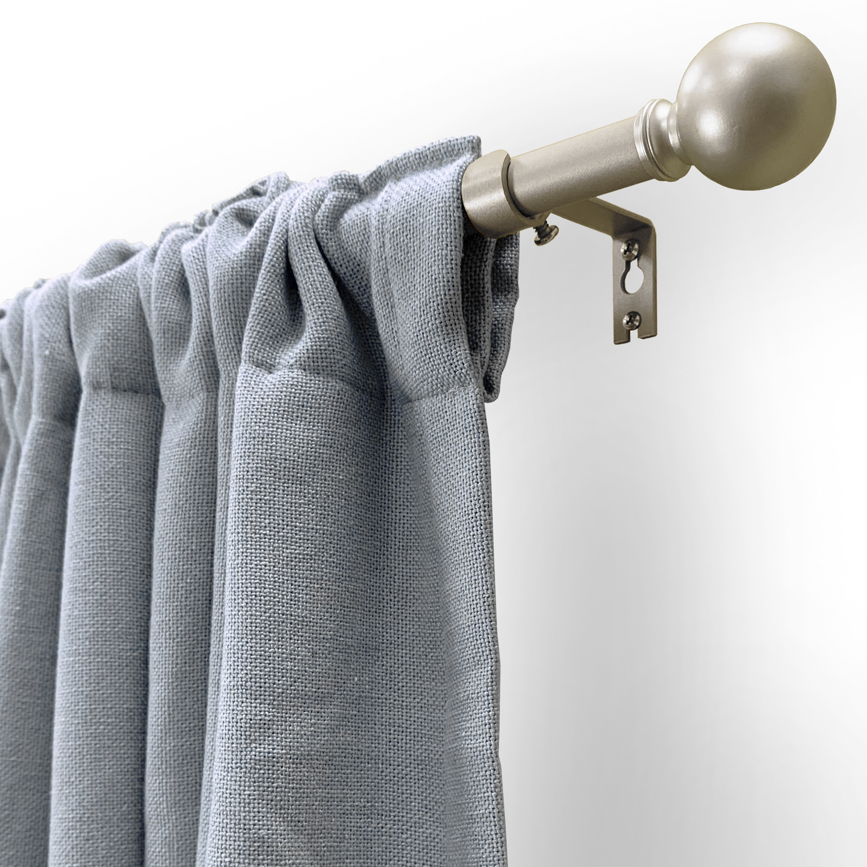 Winston Porter 5/8" Sphere Adjustable Single Curtain Rod Silver | Wayfair