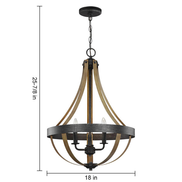 August Grove® Lystra 18" 3-Light Retro Industrial Style Distressed Oak ...