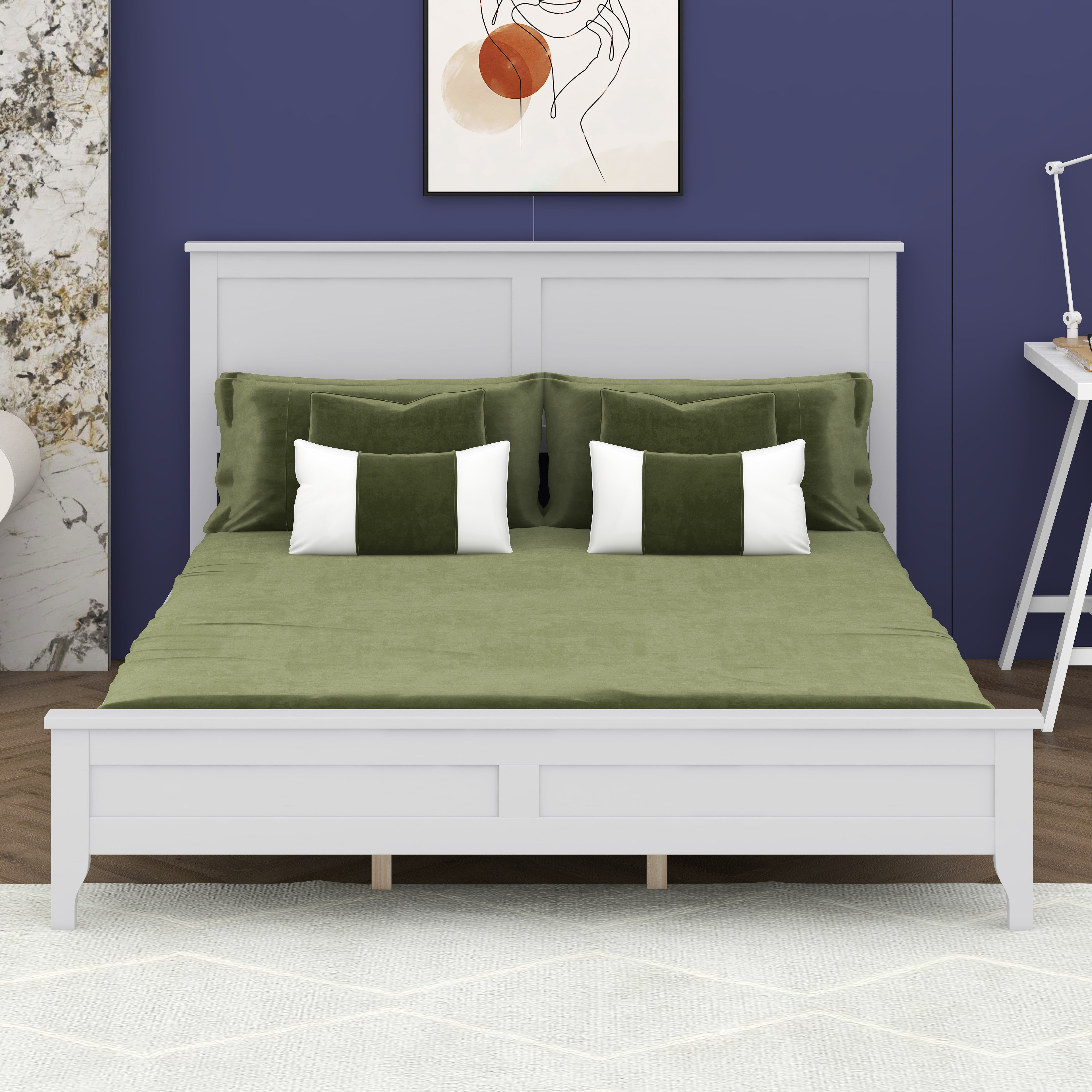 Winston Porter Modern Style Solid Wood Queen Size Platform Bed With ...