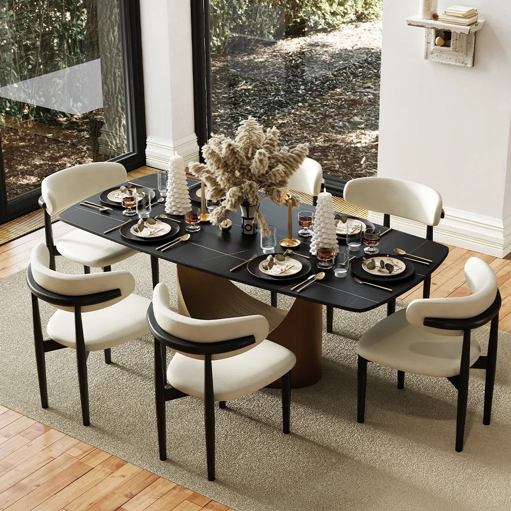 Orren Ellis Hobart Modern Rectangular Sintered Stone Dining Table with ...