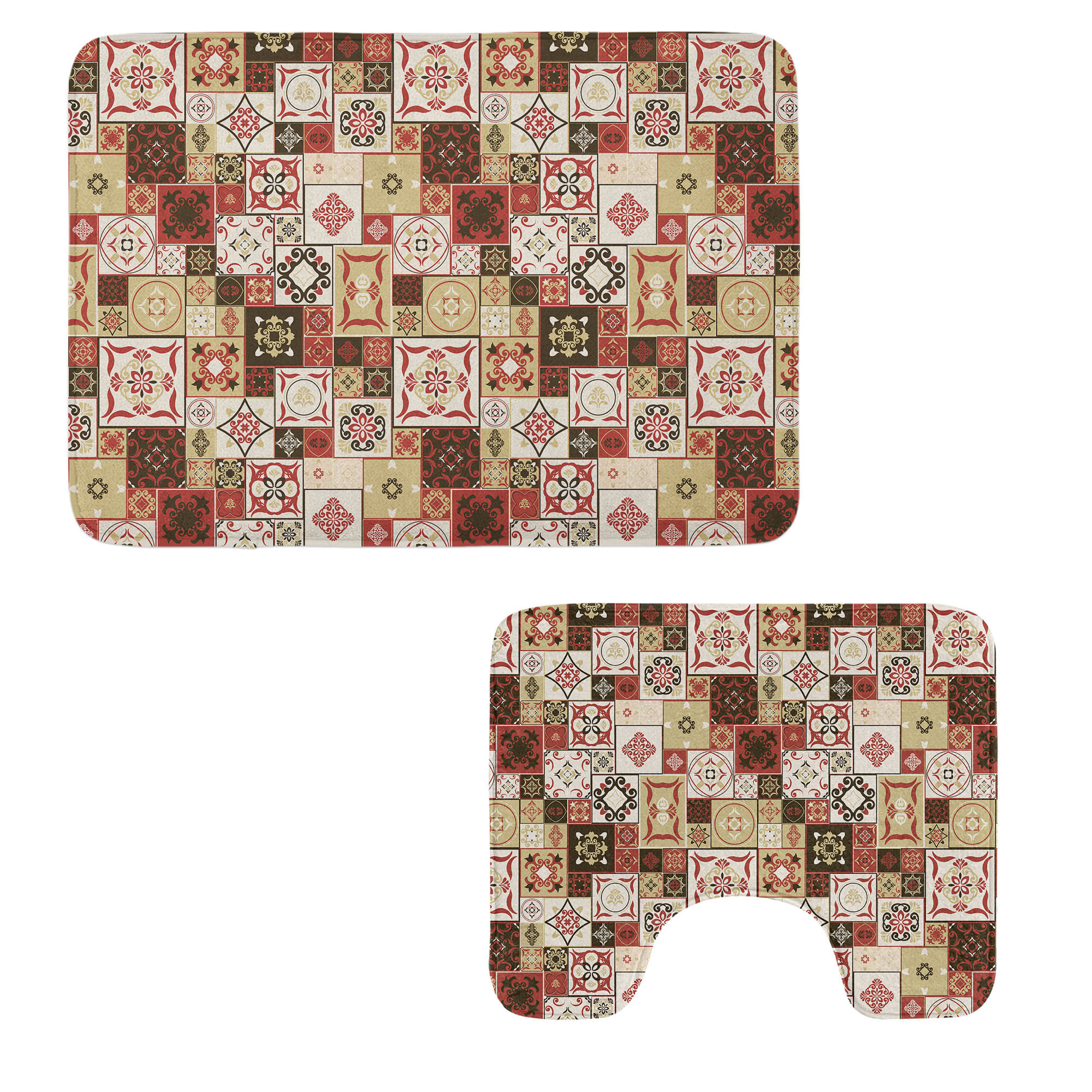 East Urban Home Moroccan Bathroom Rug Set 2 Pieces Rectangle & Contour ...