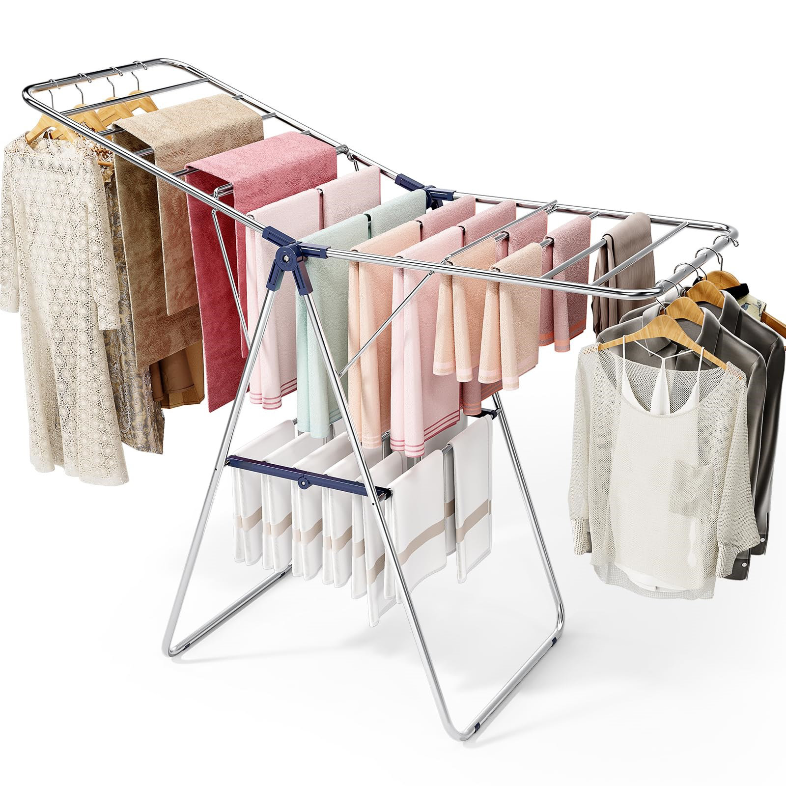 Rebrilliant Foldable Height-Adjustable Gullwing Clothes Drying Rack ...