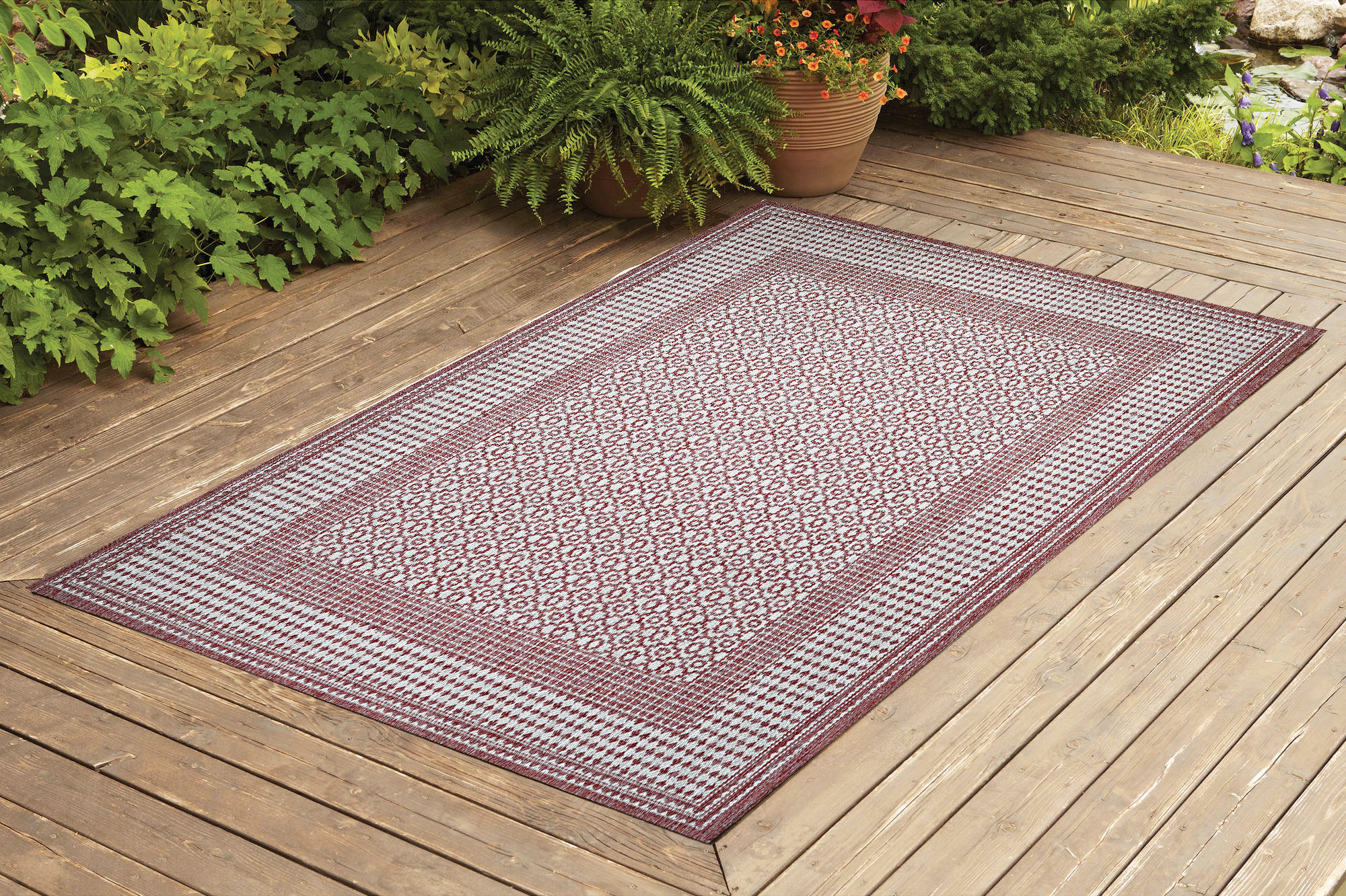 Charlton Home® Satter Brick Indoor/Outdoor Area Rug | Wayfair
