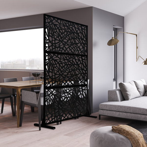 Domi Louvered 4 ft. W Metal Privacy Screen Panel Decorative Screen ...