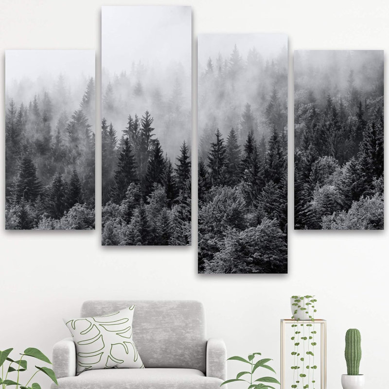 IDEA4WALL Foggy Forgest Nature Landscape For Living Room Bedroom Home ...