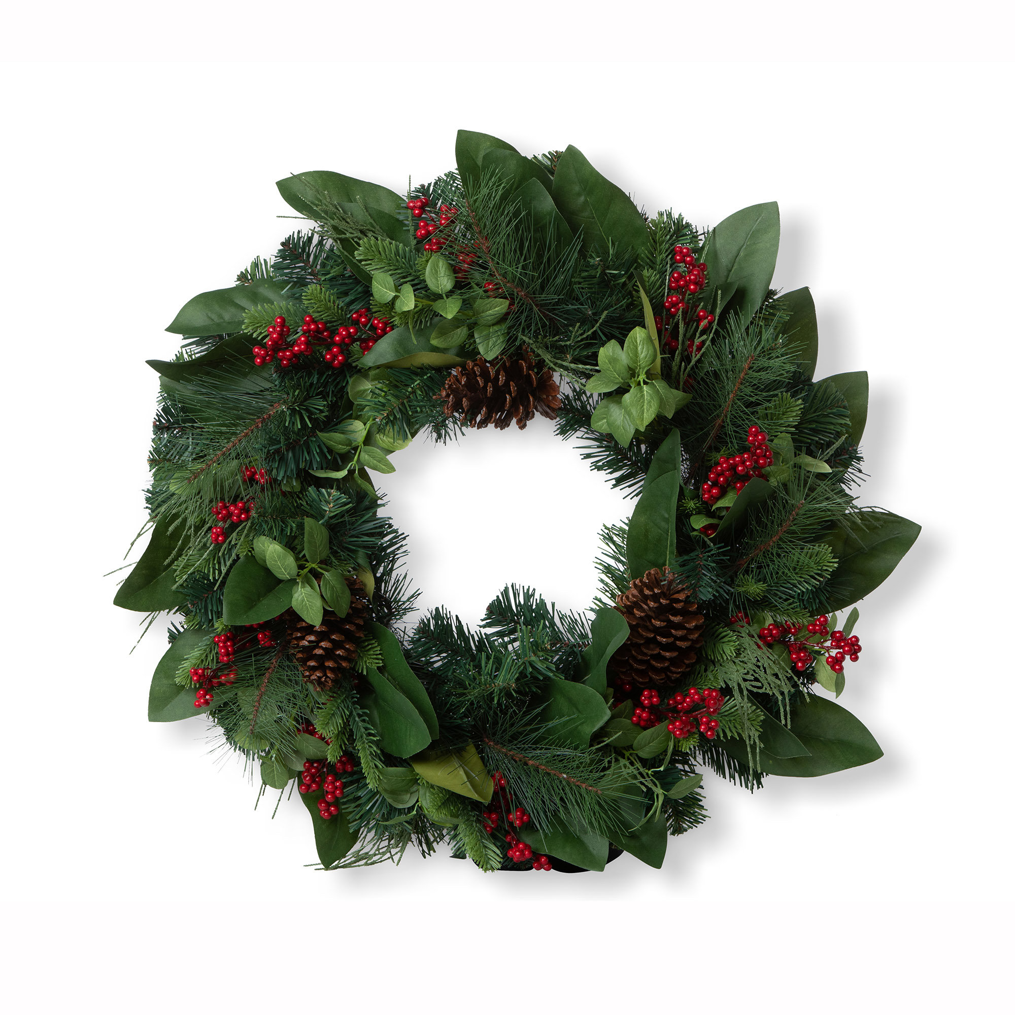 Park Hill Collection Magnolia Leaf and Winter Foliage Wreath | Wayfair