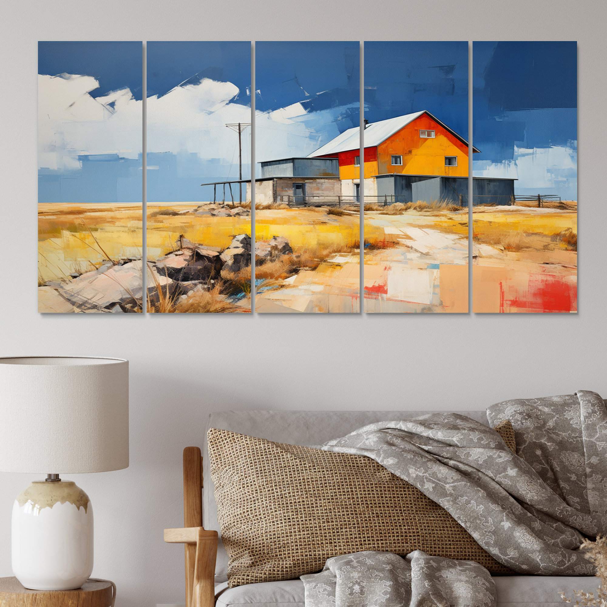August Grove® Farmhouse Farmstead Abstraction II - Modern Metal Art ...