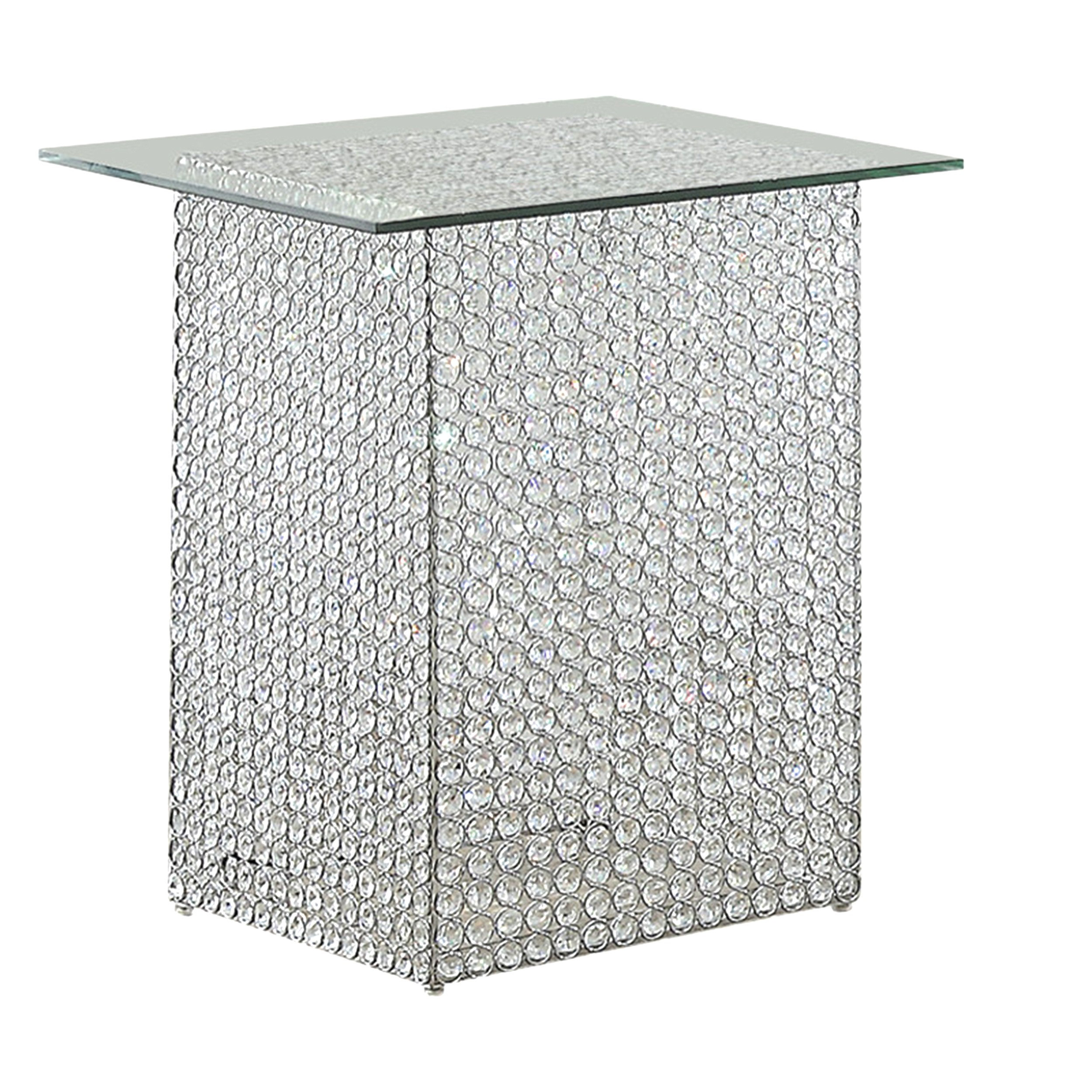 Benjara Emi Glass Pedestal End Table | Wayfair