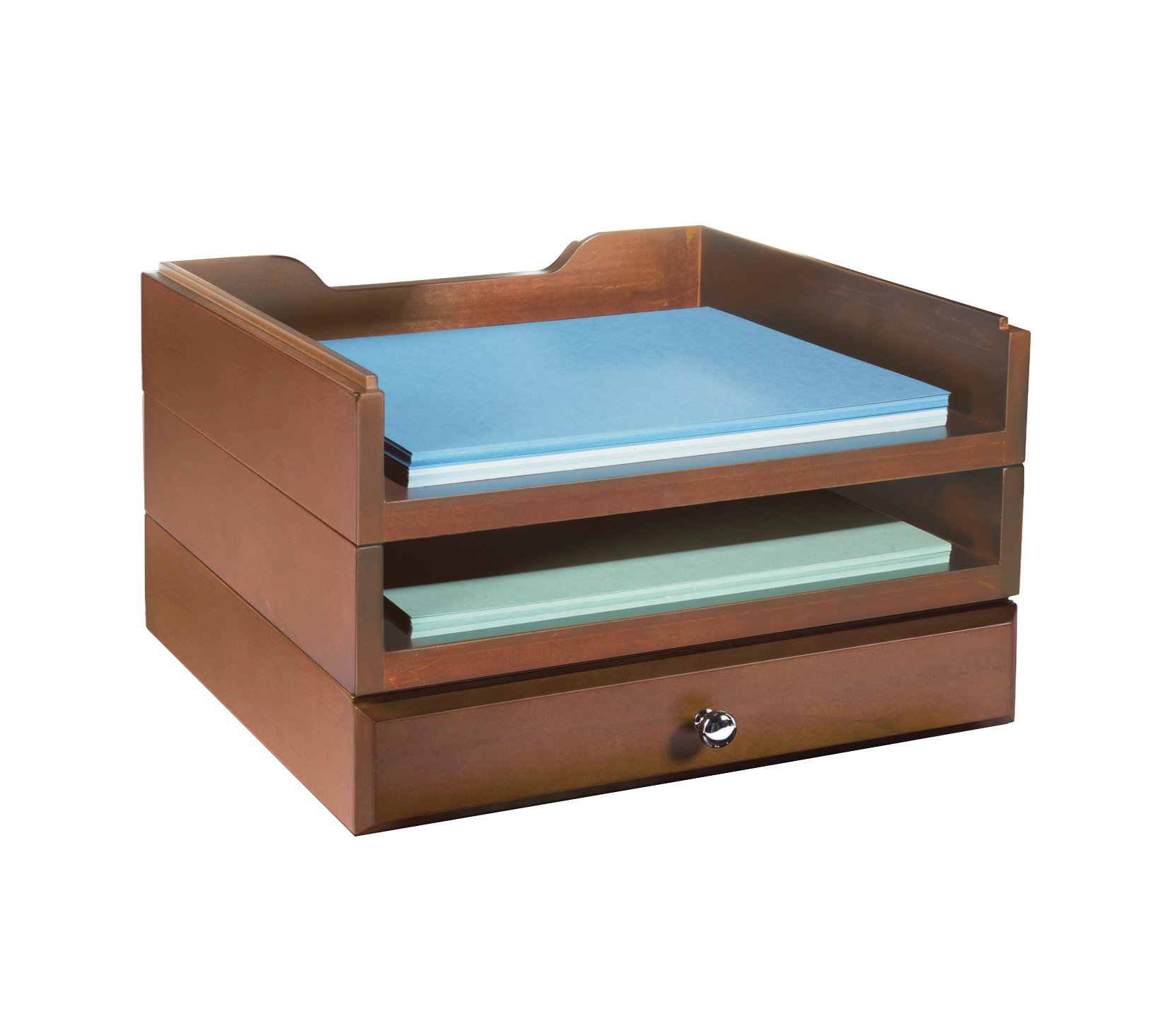 Darby Home Co Beaumys Stacking Wood Desk Organizers, 2 Trays & 1 Drawer ...