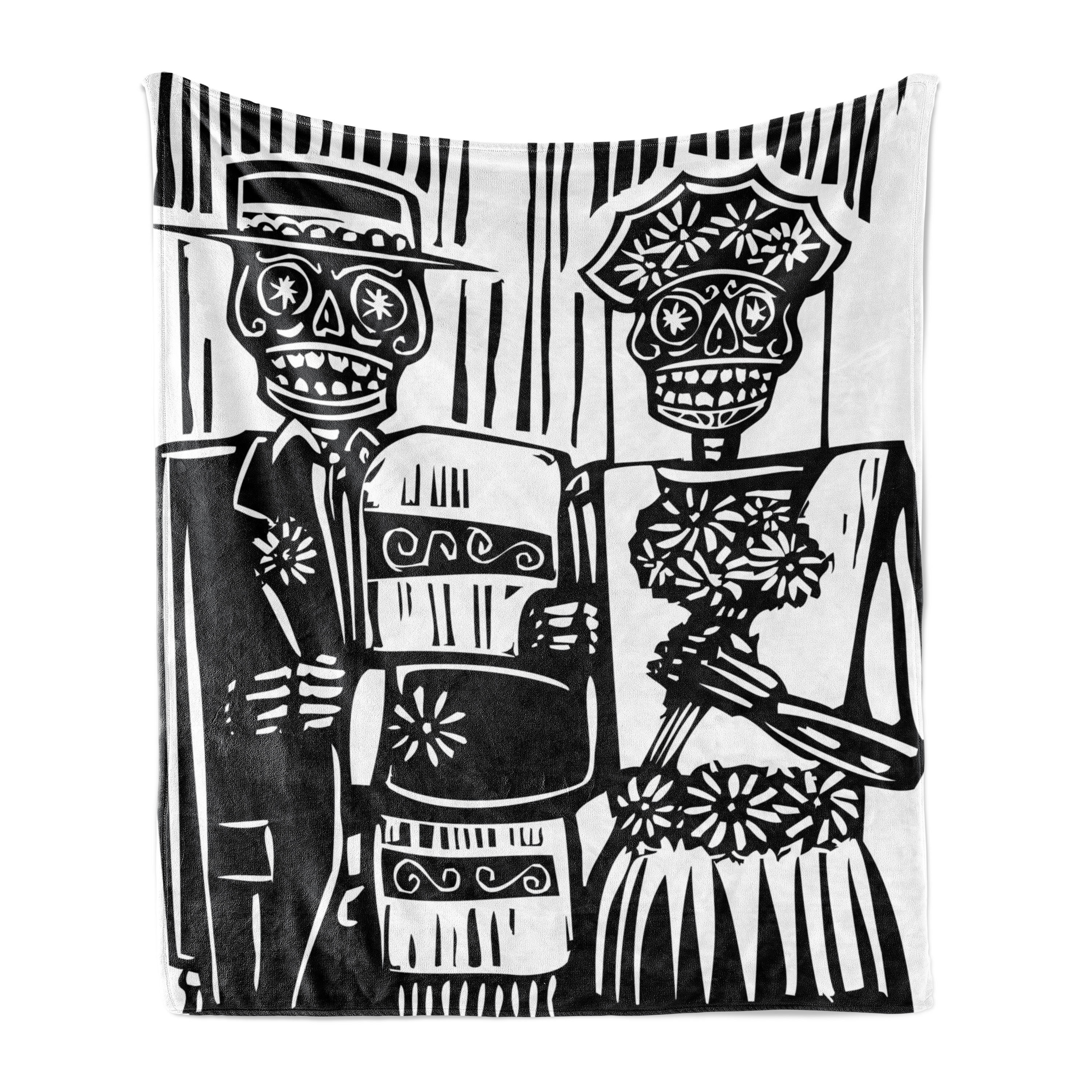 Ambesonne Day of the Dead Fleece Throw Blanket Bride and Groom Black ...