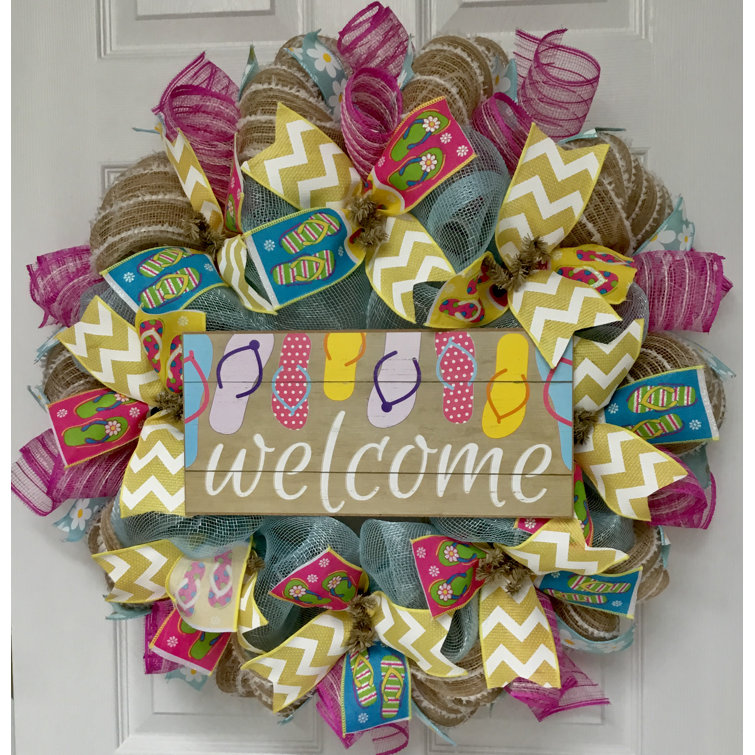 The Party Aisle™ Summer Wreath with Welcome Flip Flops & Reviews | Wayfair