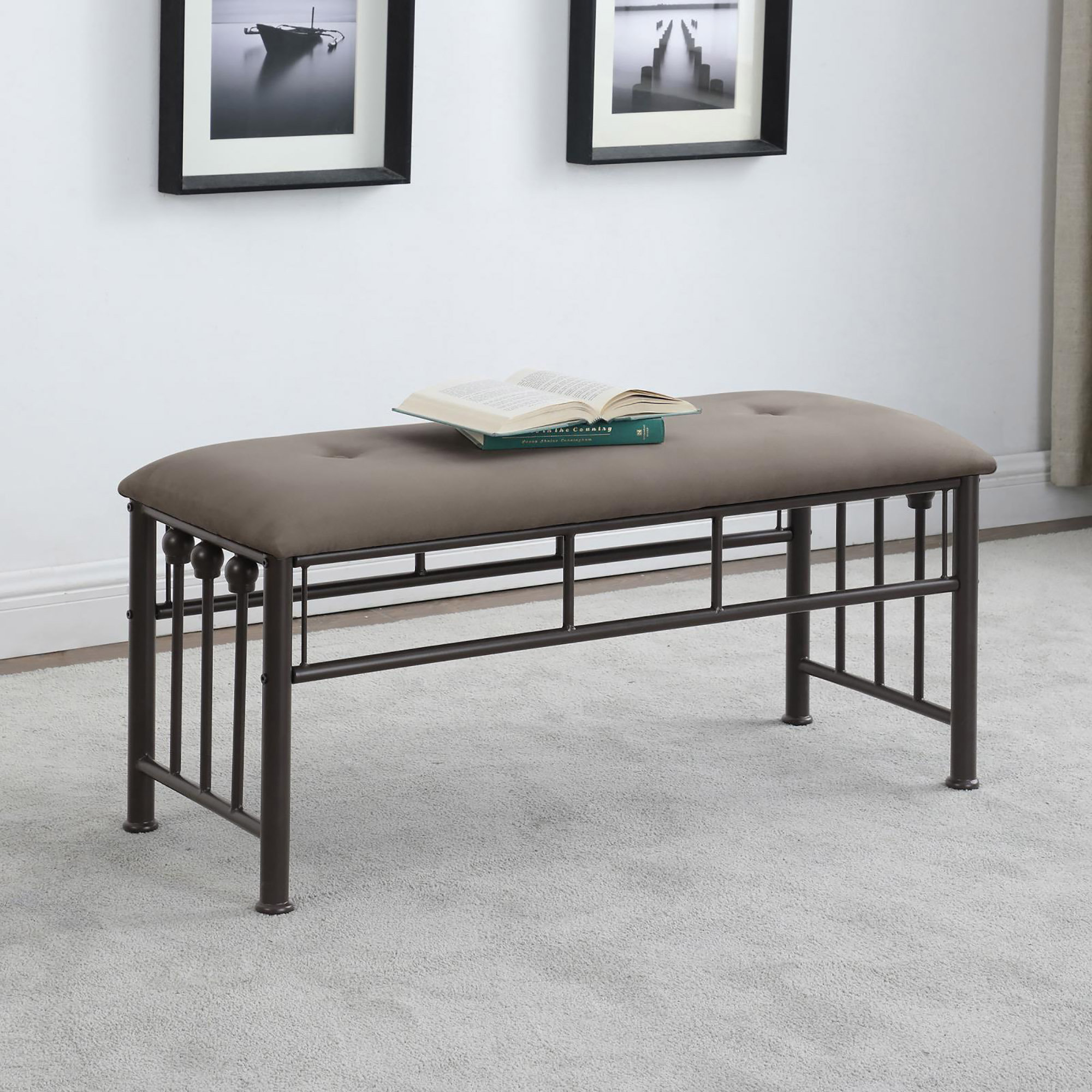 August Grove Modern Upholestered Bench For Living Room Enterway ...