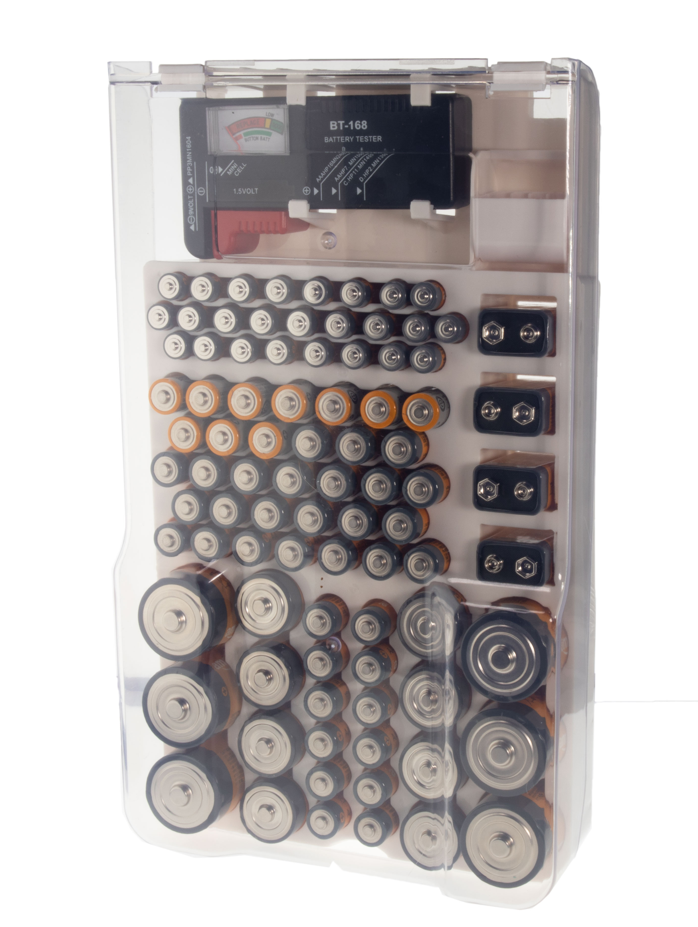 Symple Stuff Battery Organizer Storage Case Holder Caddy - Holds 93 ...