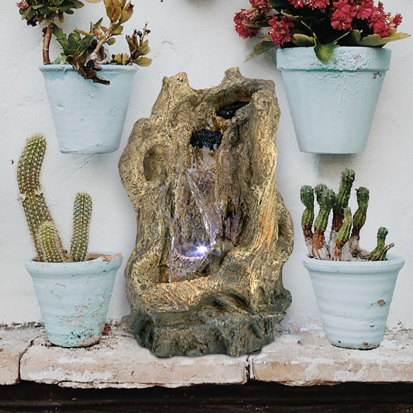 Millwood Pines Pendulum Point Cascading Garden Fountain with LED Lights ...