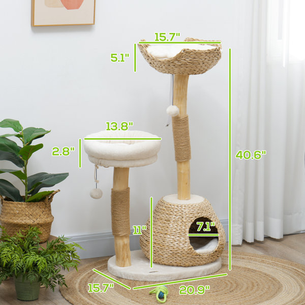Archie & Oscar™ Cat Tree for Indoor Cats, 41" Wooden Cat Tower with 2 ...