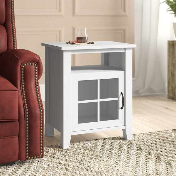 Lark Manor End Table with Glass Door Cabinet Storage & Reviews | Wayfair