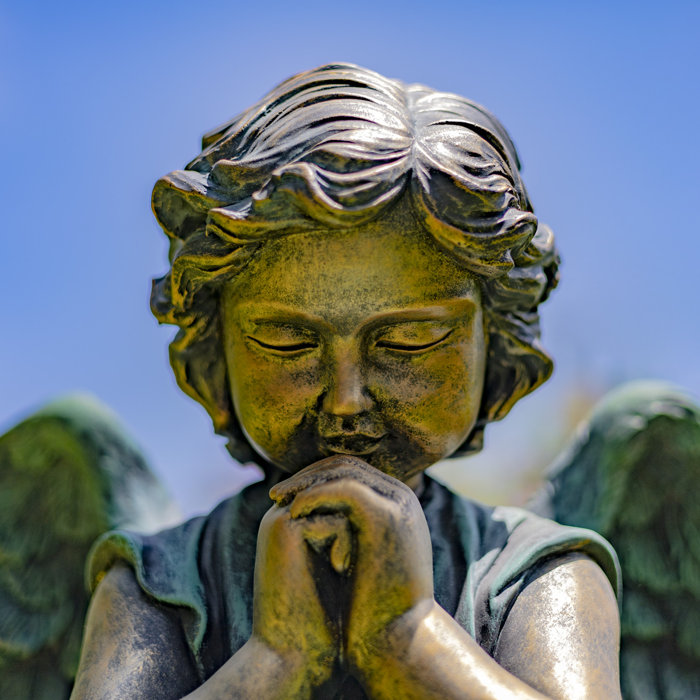 Trinx Sitting and Praying Child Angel Magnesium Garden Statue | Wayfair