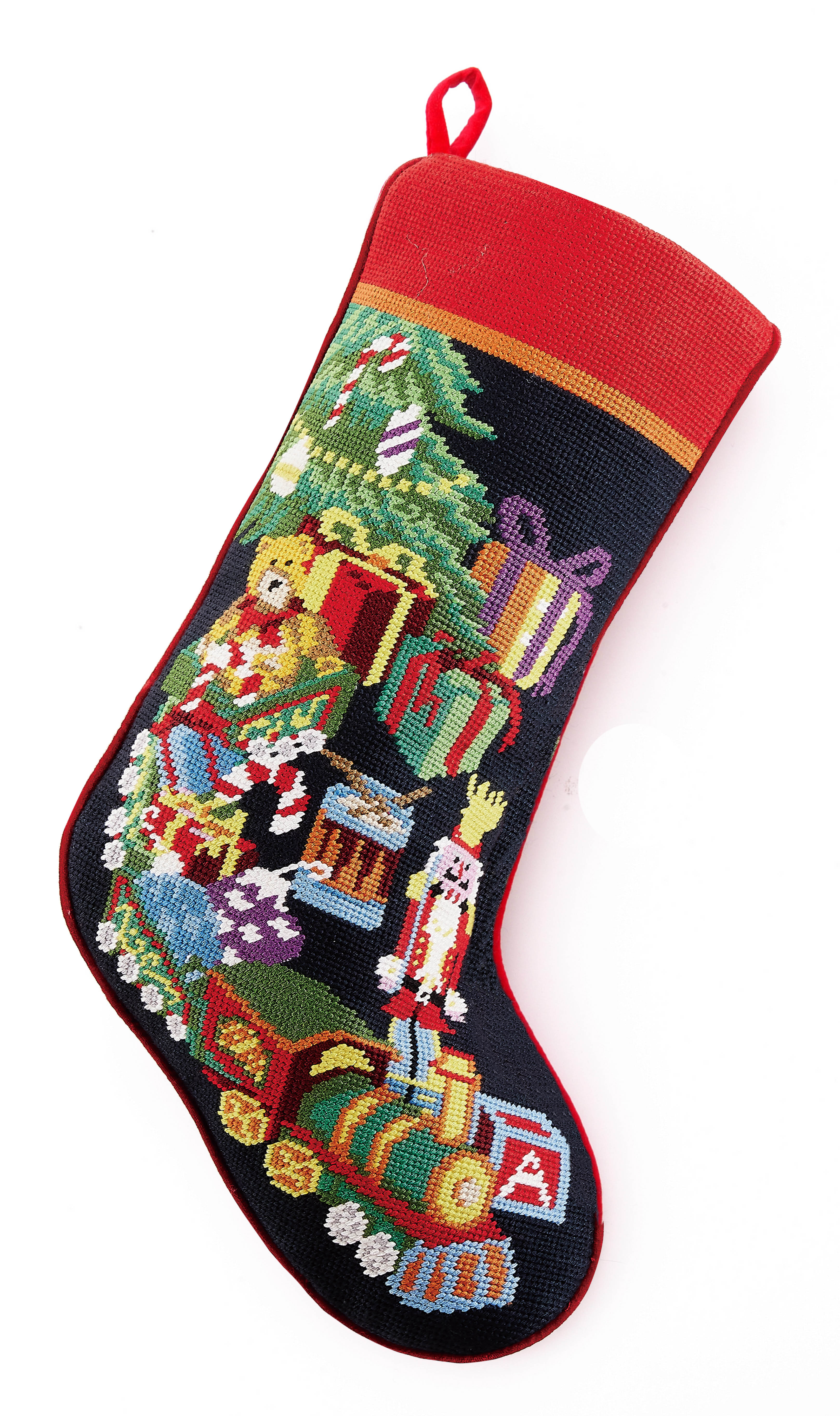 Mistletoe and Co. Toy Train Embroidered Needlepoint Stocking & Reviews ...