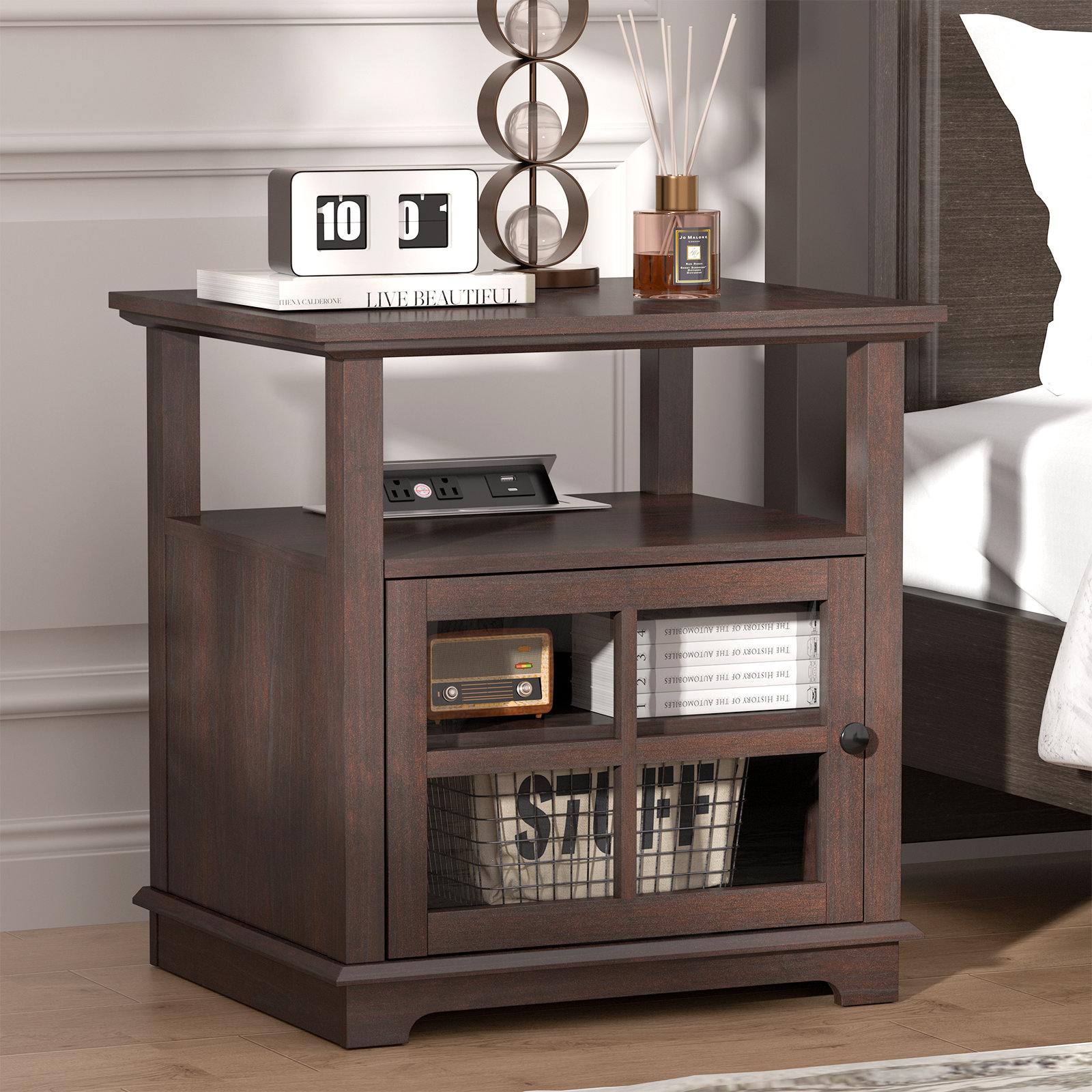 Lark Manor 24" Tall Nightstands with Storage and Built-In Outlets for ...