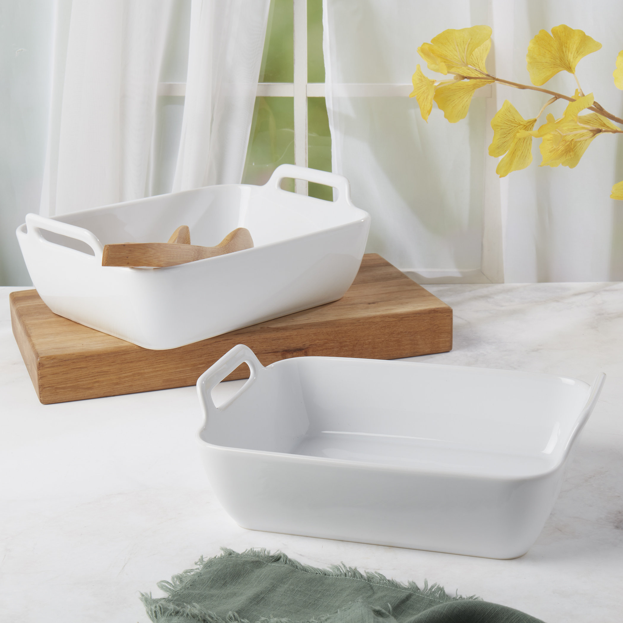 Denmark Tools for Cooks White 2-piece Rectangular Stoneware Baking Dish ...