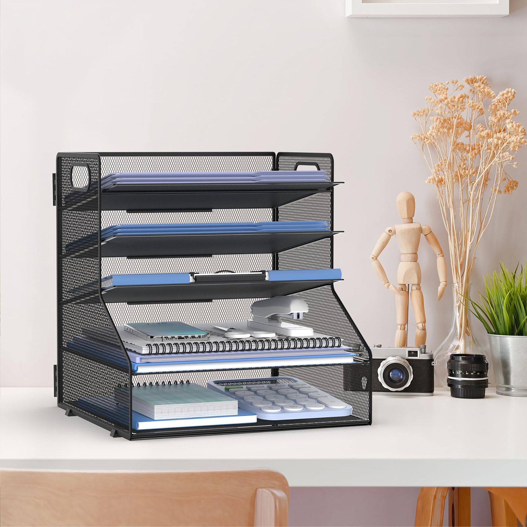 Inbox Zero 5-Tier Metal Desk File Organizer, Letter Paper Tray ...