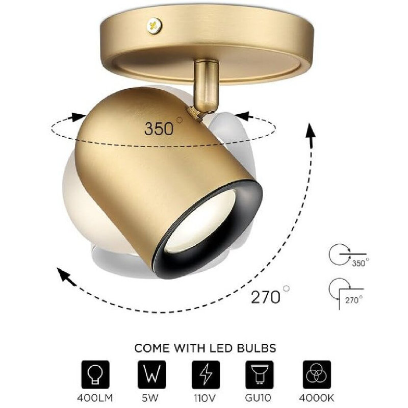 OLHAV 44" Adjustable LED Track Light,Gold Ceiling Track Lighting ...