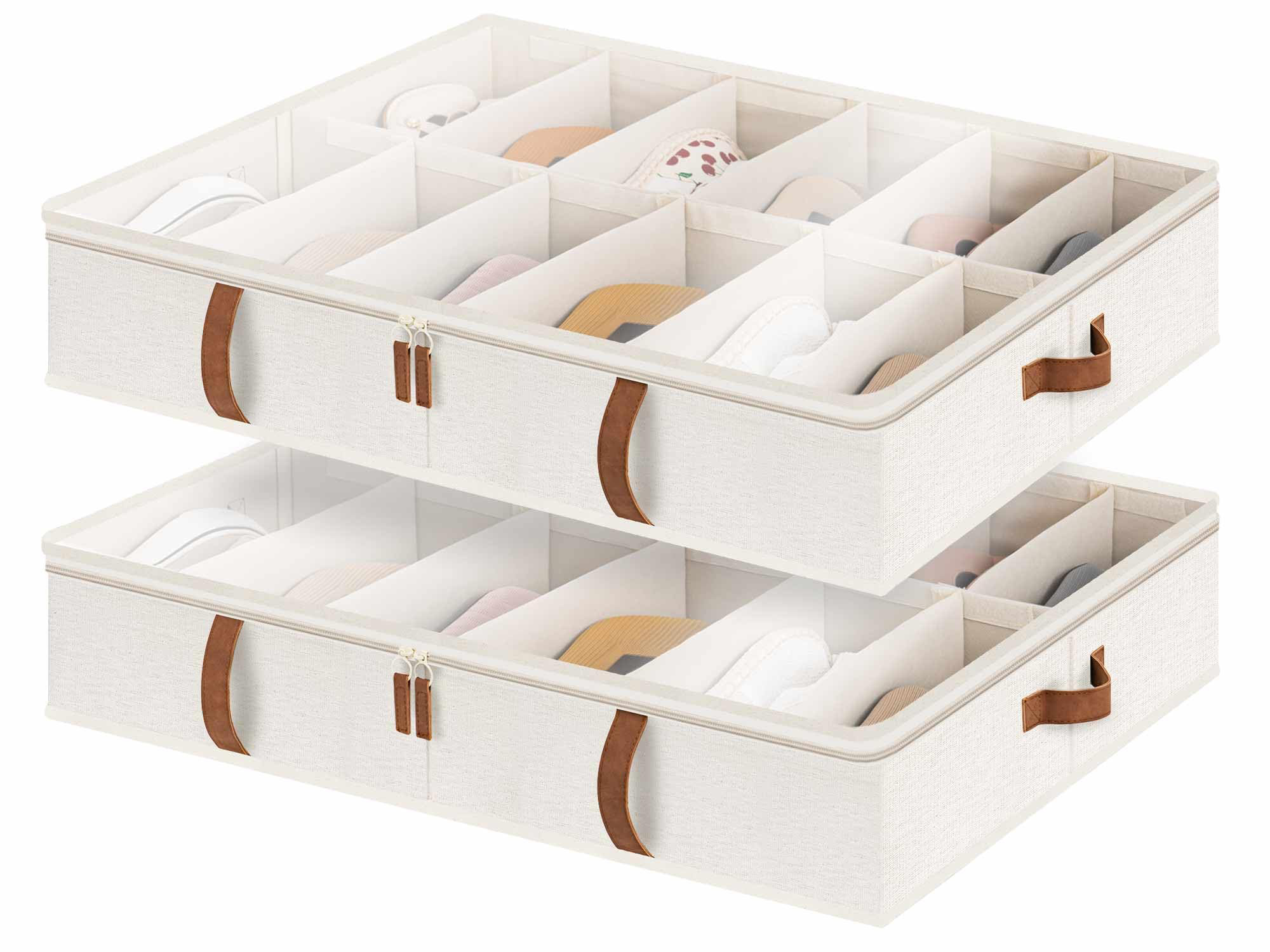 Hokku Designs 2-Pack Extra-Thick Fabric Shoe Boxes With Bottom Supports ...