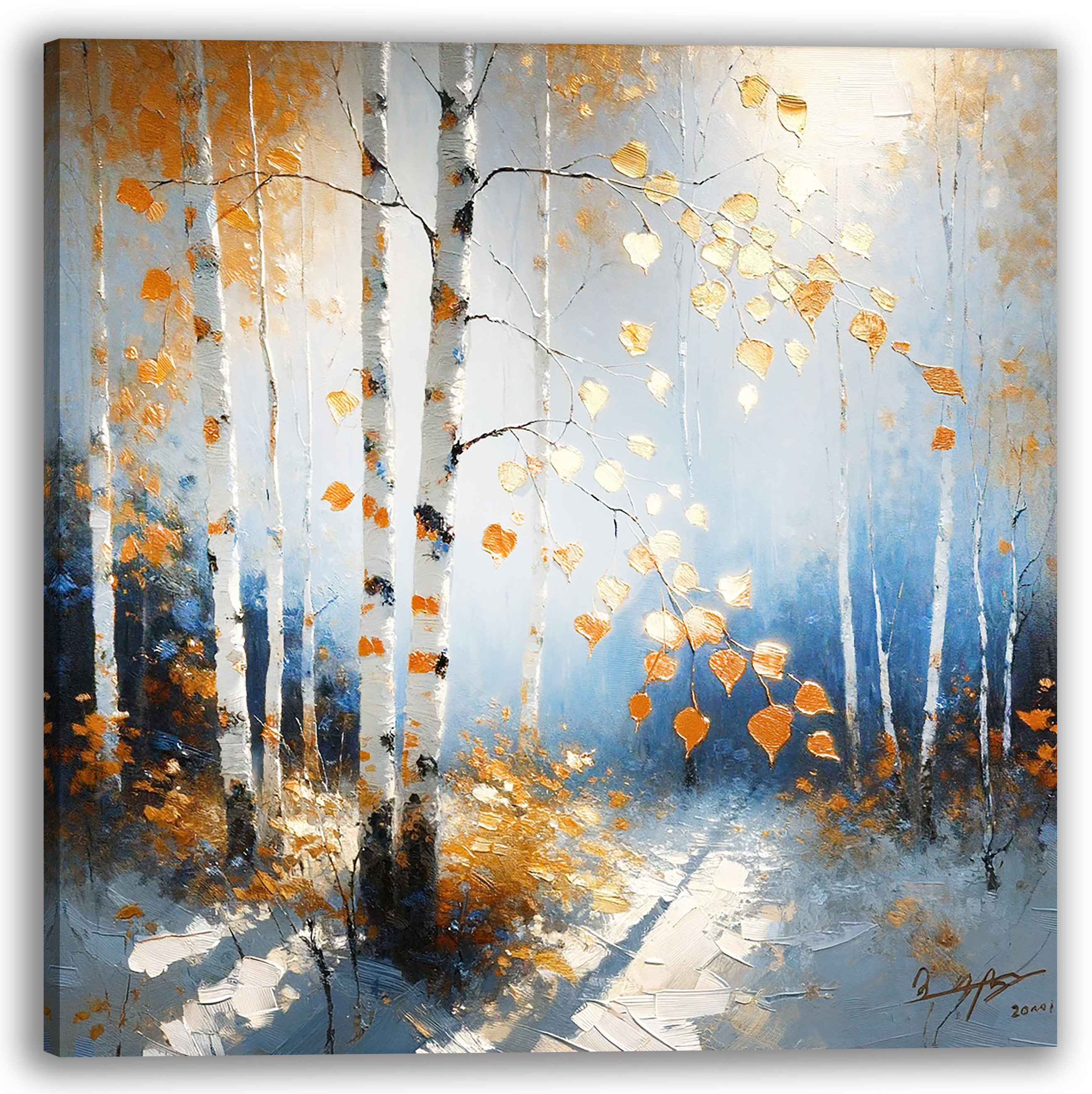 Millwood Pines Golden Birch Trees with Autumn Leaves Canvas Wall Art ...
