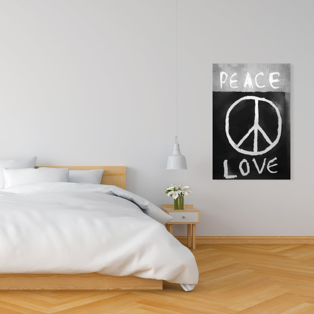 Begin Edition International Inc. Peace Love Monochrome Canvas | Gray ...