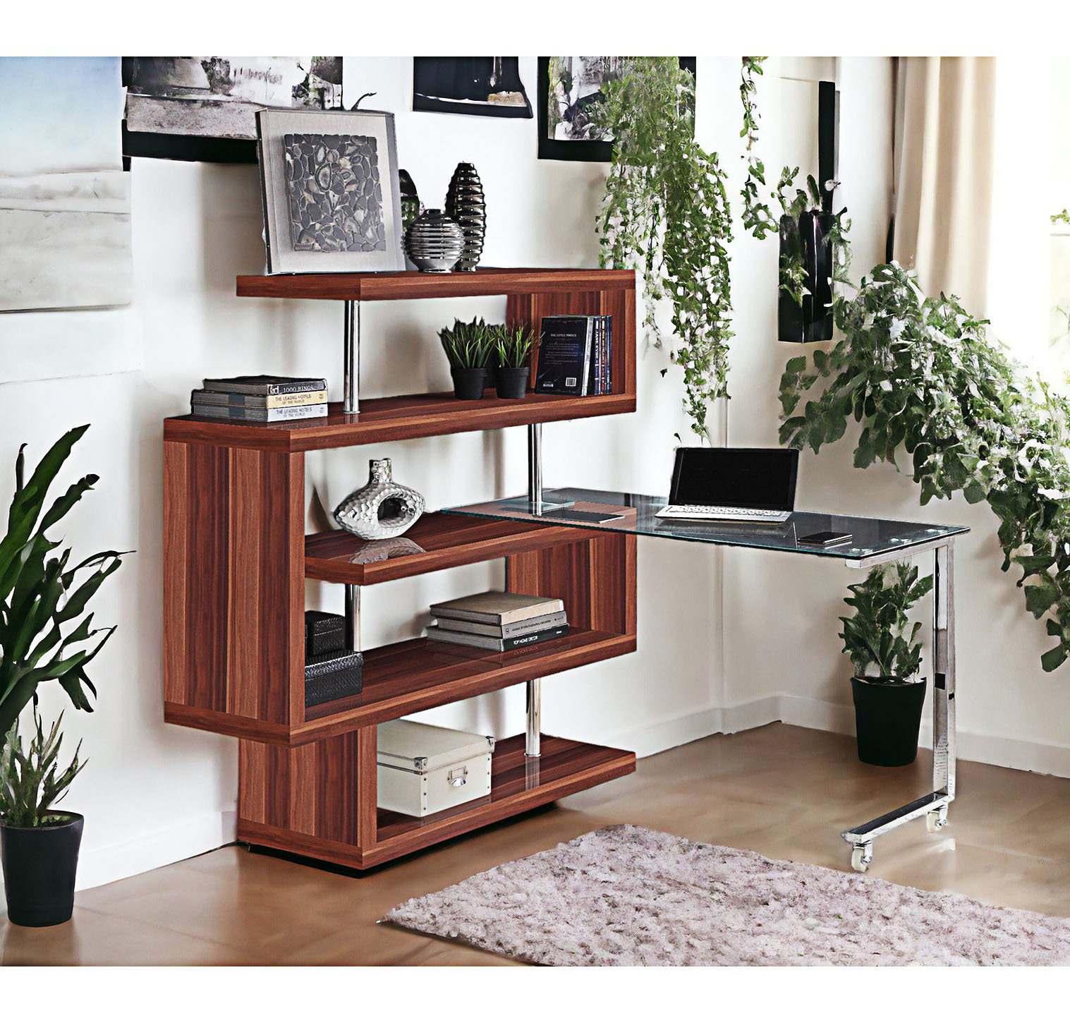 Brayden Studio® High Gloss Writing Desk With Shelf | Wayfair