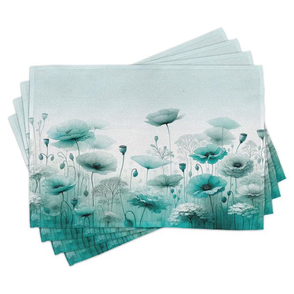 Ambesonne Polyester Mint Green Seafoam White Rectangle Placemat | Wayfair