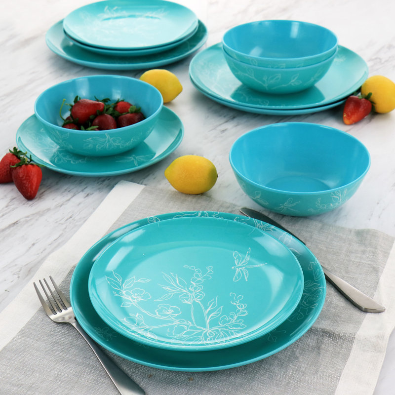 Martha Stewart 12 Piece Melamine Dinnerware Set, Service for 4 | Wayfair
