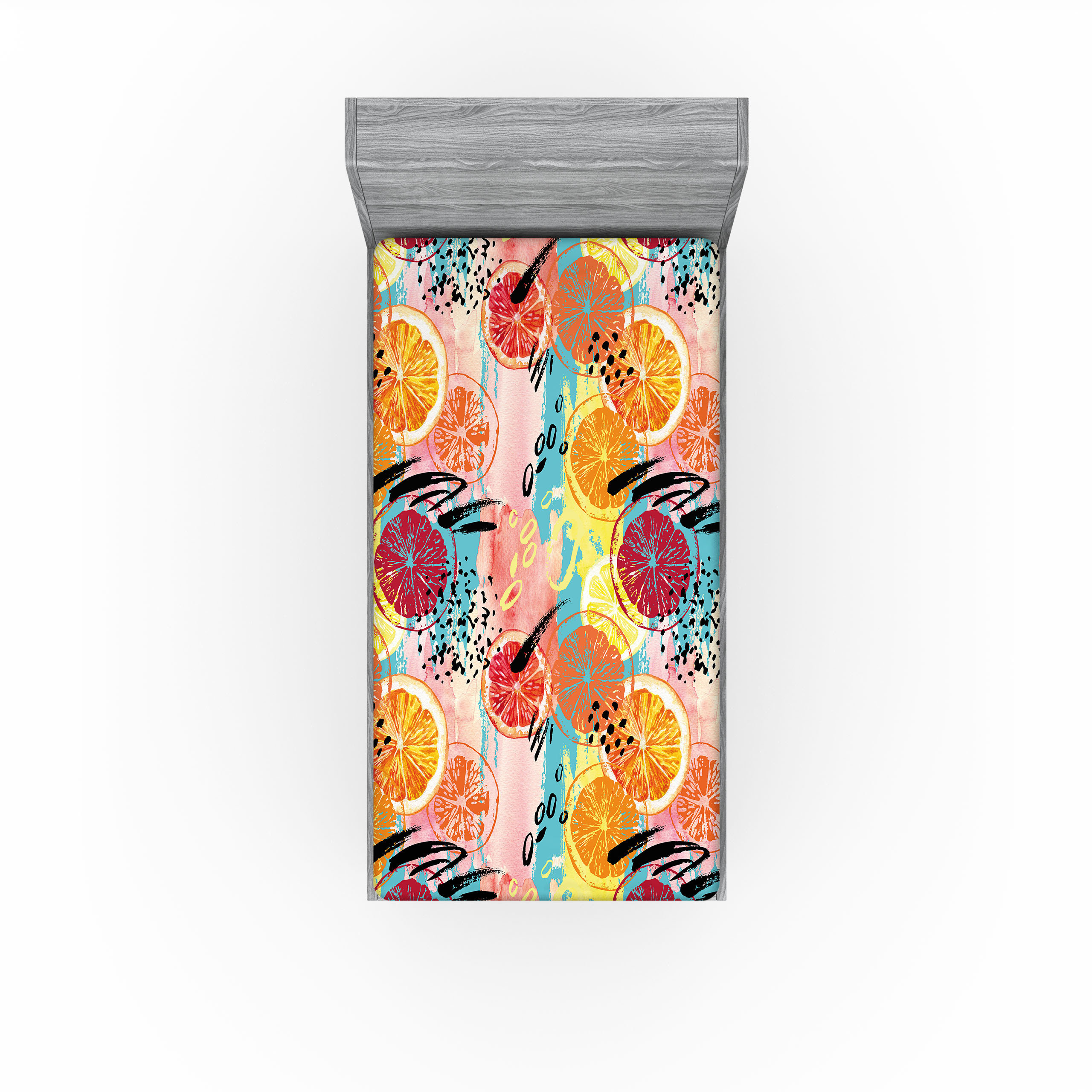 Ambesonne Citrus Fitted Sheet Dreamy Aura Lemon Slices Art Pale Pink ...