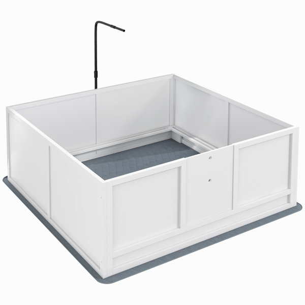 Pawhut Whelping Box For Dogs With Retractable Light Stand, Waterproof ...