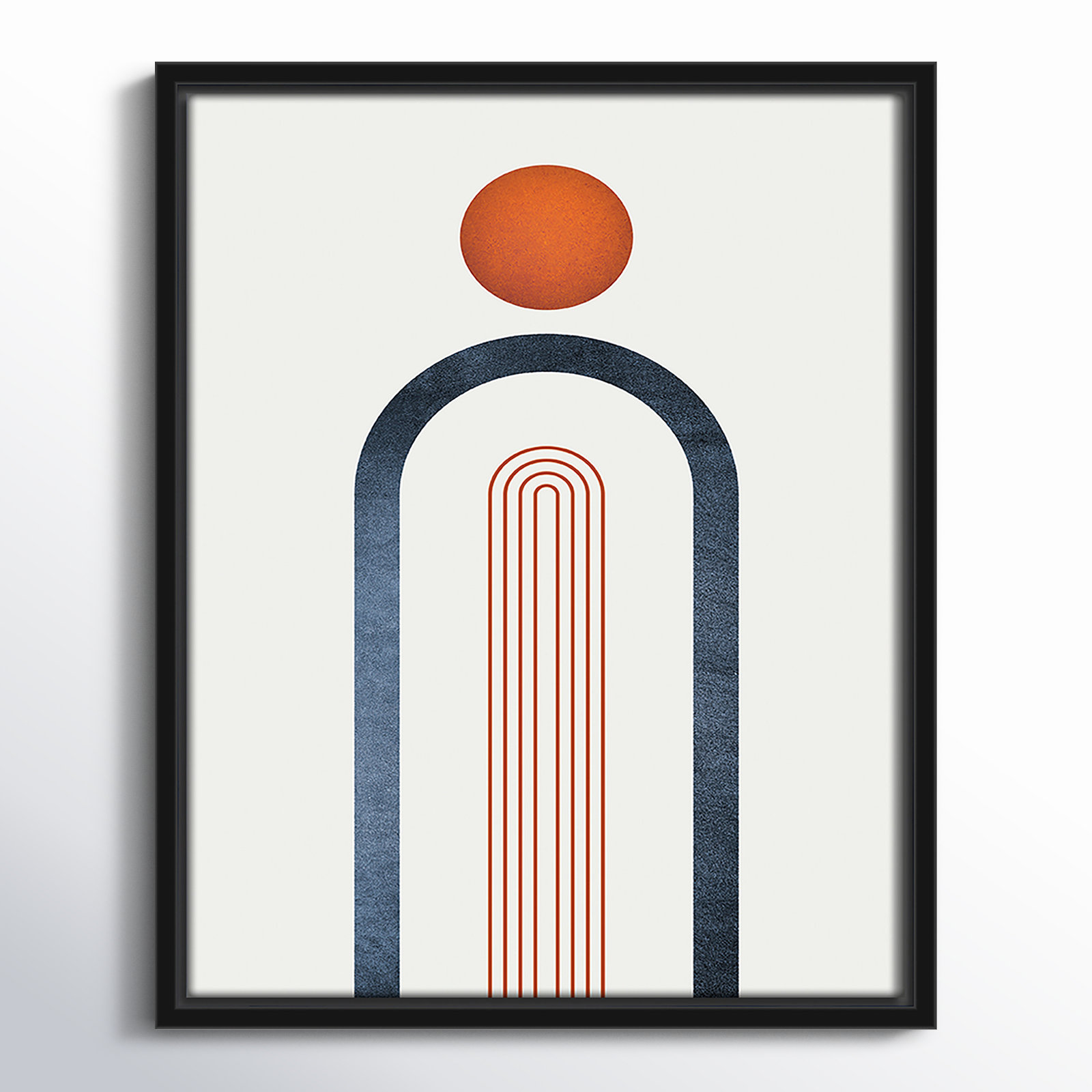 Joss & Main Minimalist Midcentury Orange Navy I by - Floater Frame ...