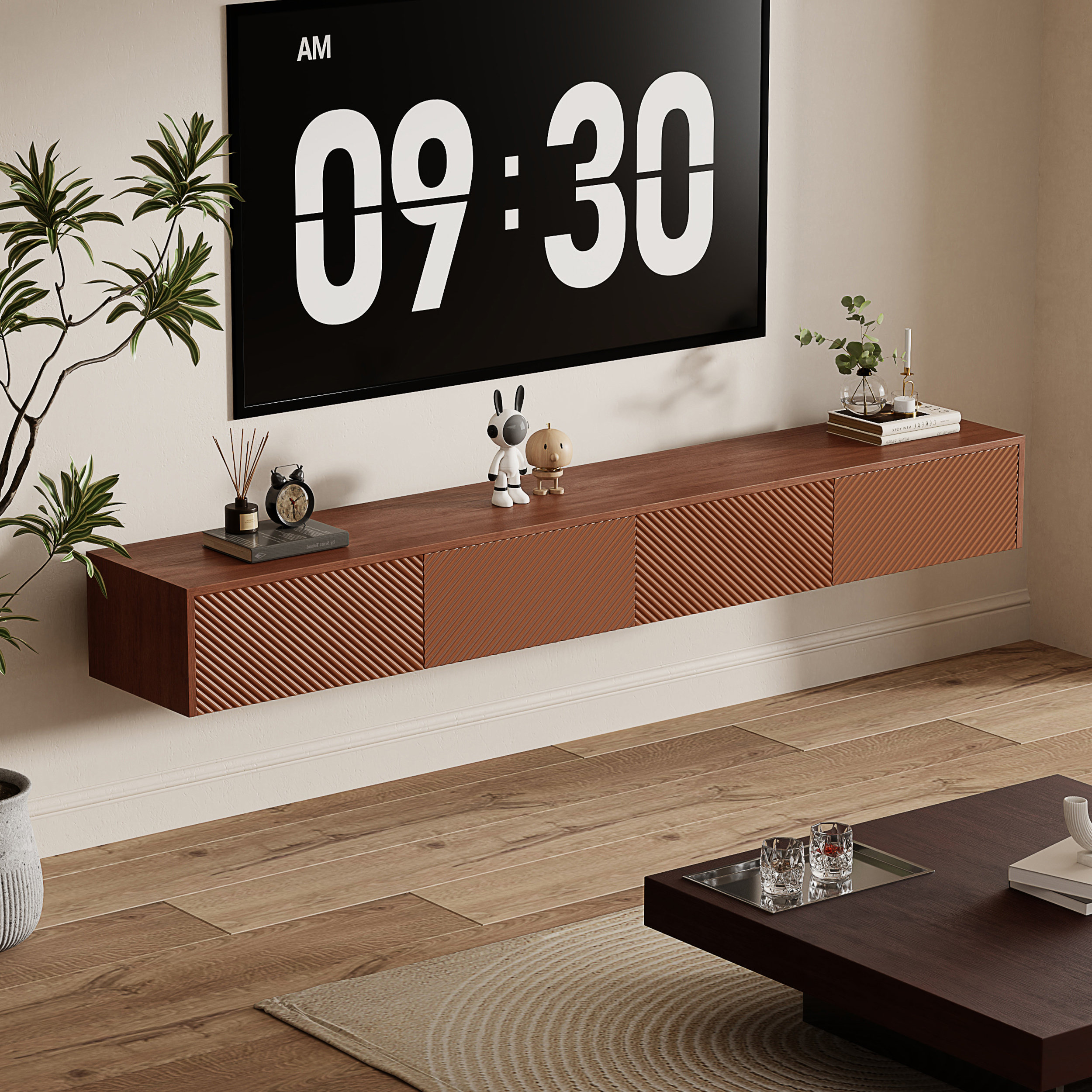 Hokku Designs Brown Wood 4-Drawer TV Cabinet | Wayfair