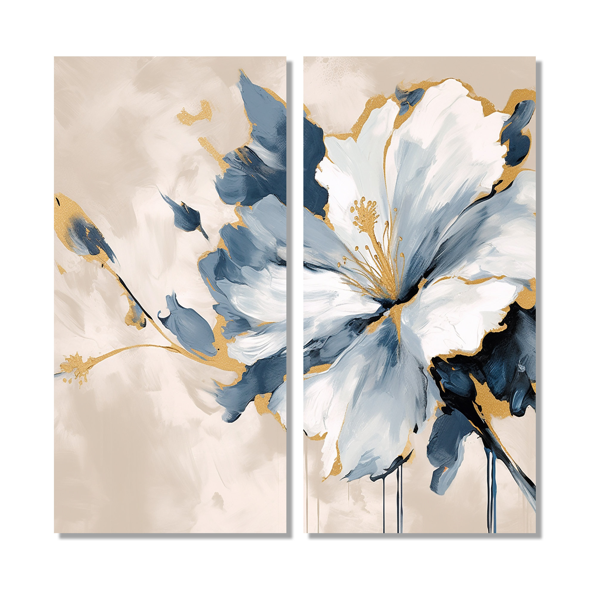 Bay Isle Home™ Blue White Hibiscus Tropical Harmony Flowers II - Blue ...