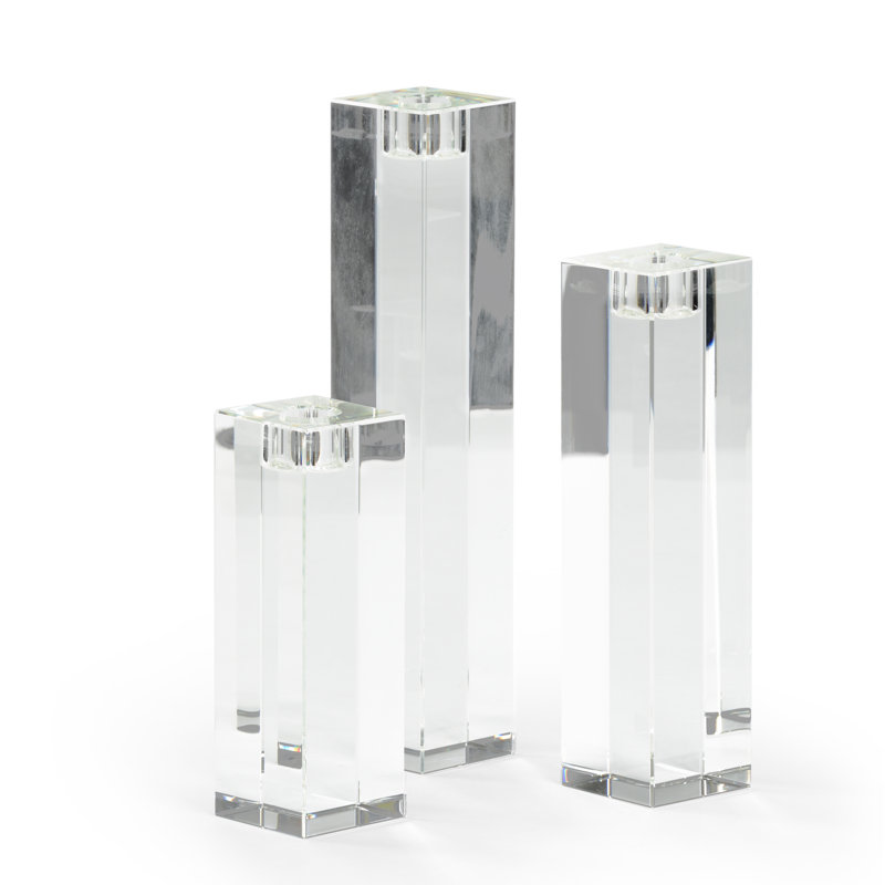 Chelsea House 3 Piece Crystal Candlestick Set | Wayfair