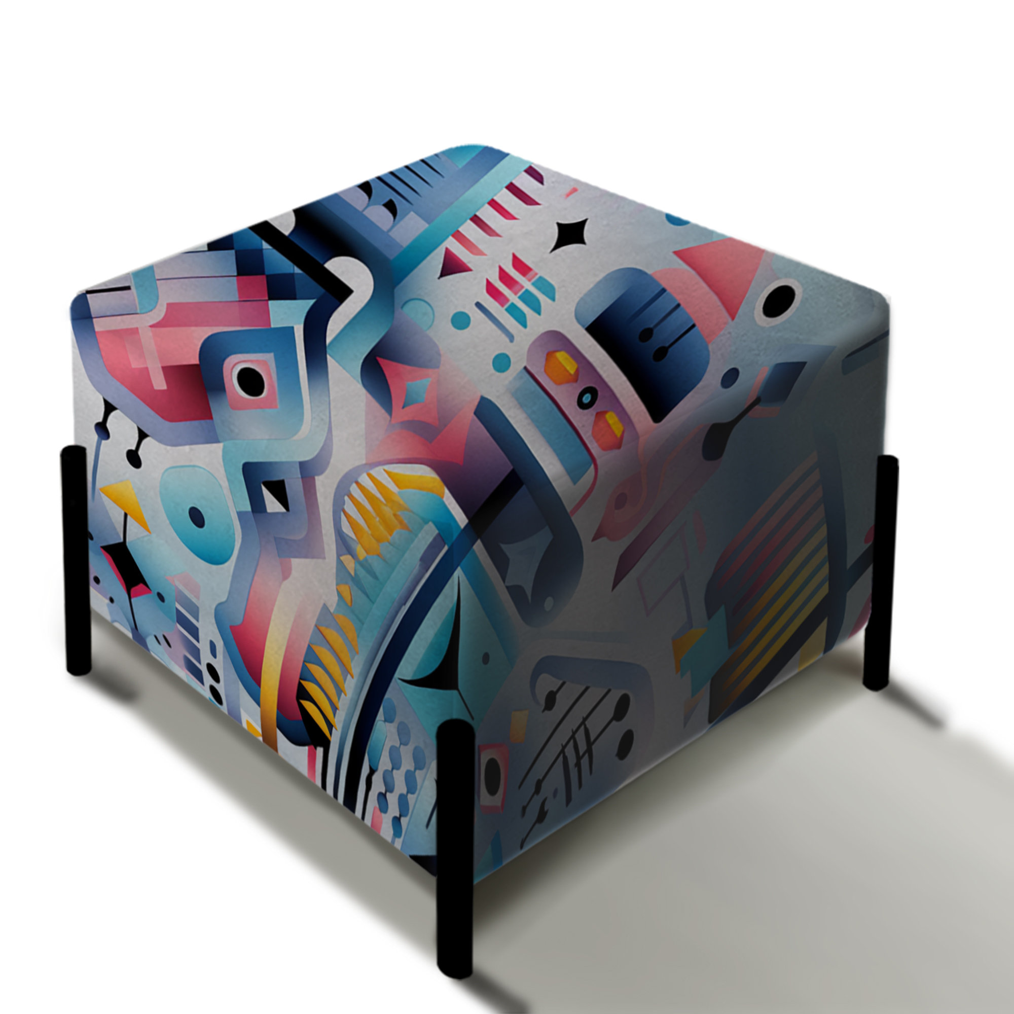 Design Art Blue Prismatic Digital Dreams Embrace - Geometric Square ...