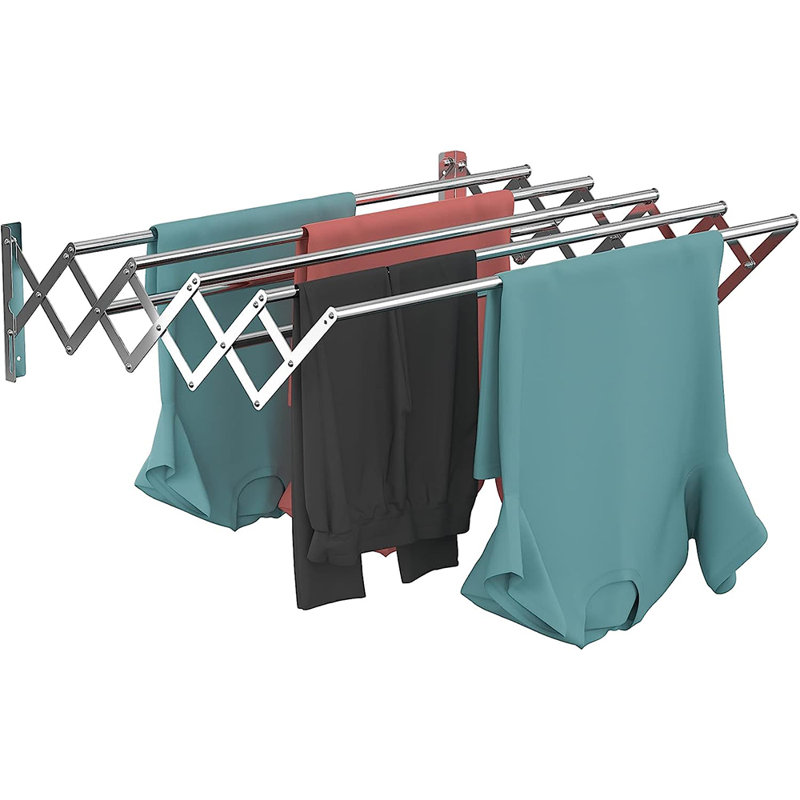 Hoomic Silver Foldable Wall-Mounted Drying Rack | Wayfair