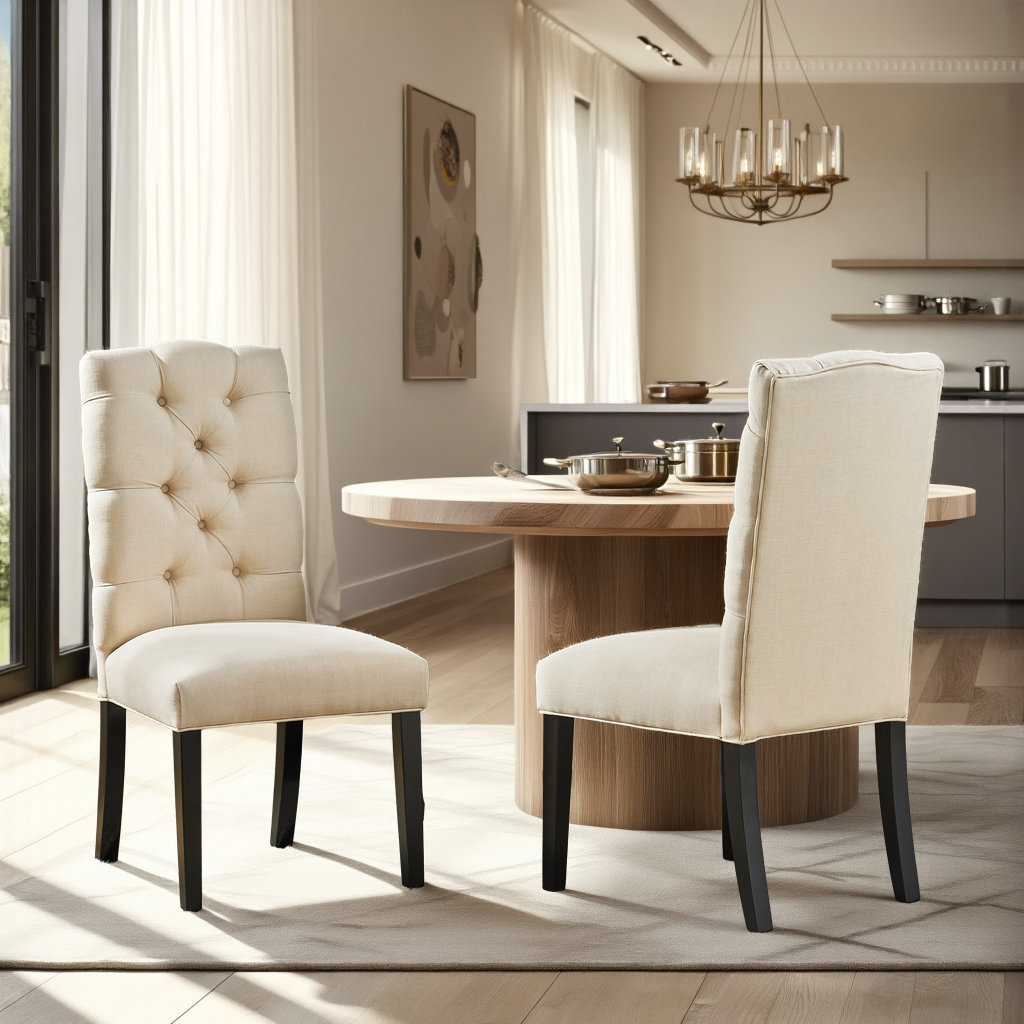 Wildon Home® Set of 2 Tufted Parsons Dining Chairs - Classic Button ...
